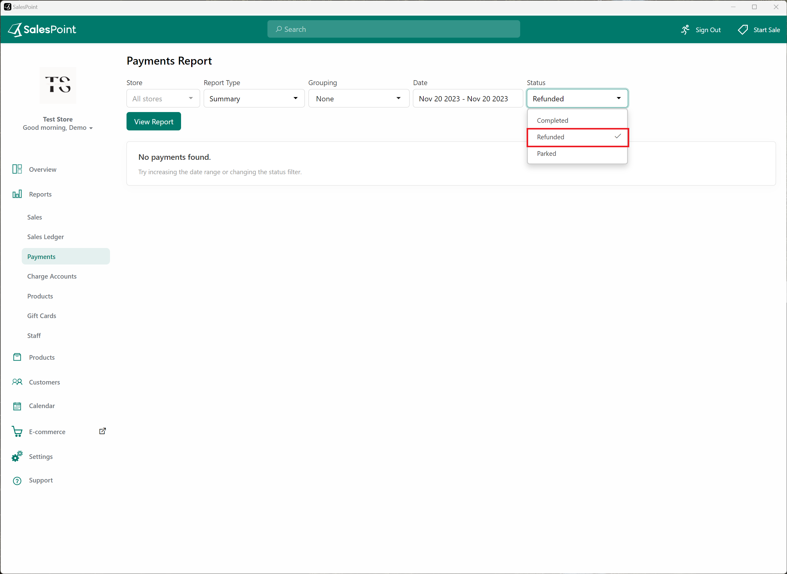 SalesPoint Support | Retrieve Refund Report